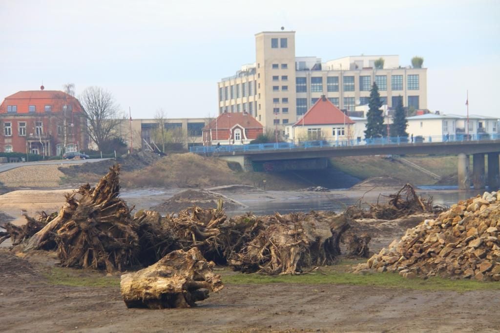 Die Ems in Greven nach dem Hochwasser