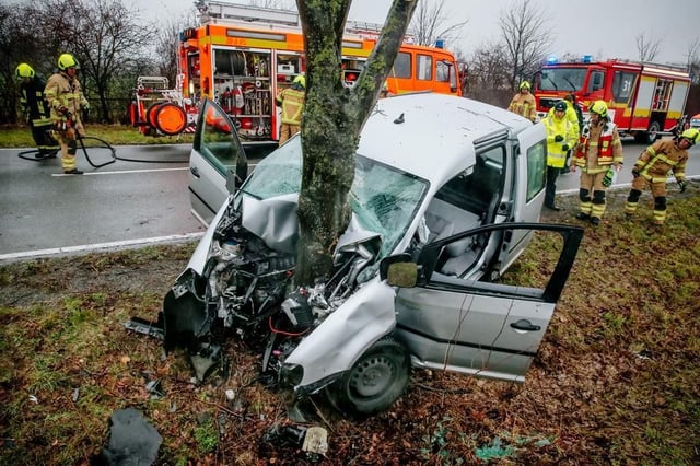Auto kracht gegen Baum