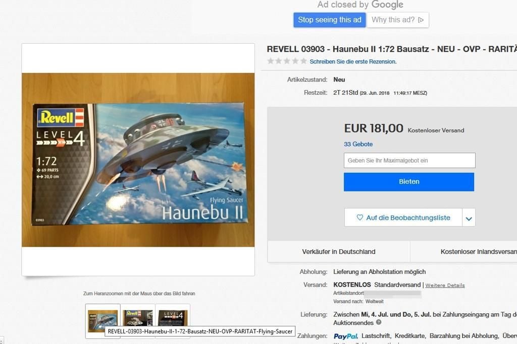 Revell-Ufo: Preise schießen in die Höhe