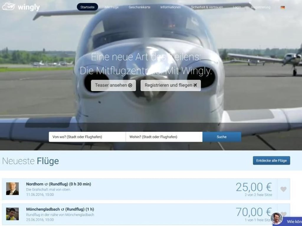 Mitflugzentralen: Privatpiloten treffen Fluggäste