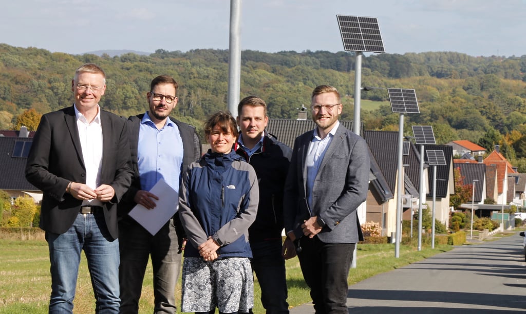 Statt Stromkabel: Hier versorgt das Solarpaneel die Straßenlaterne