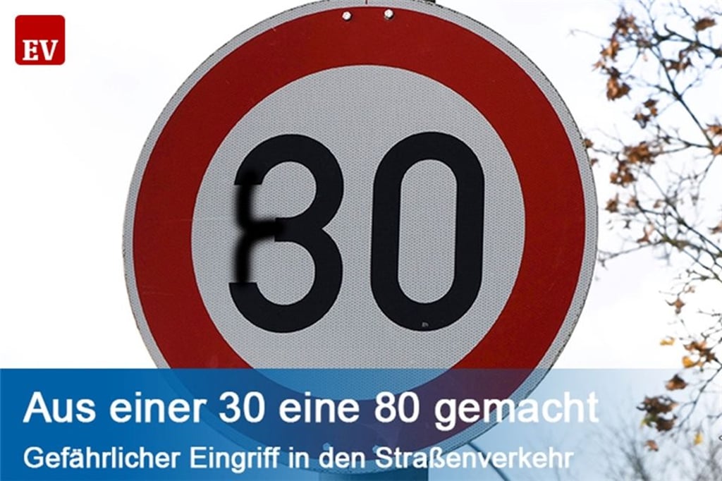 Aus 30er-Schild Tempo 80 gemacht