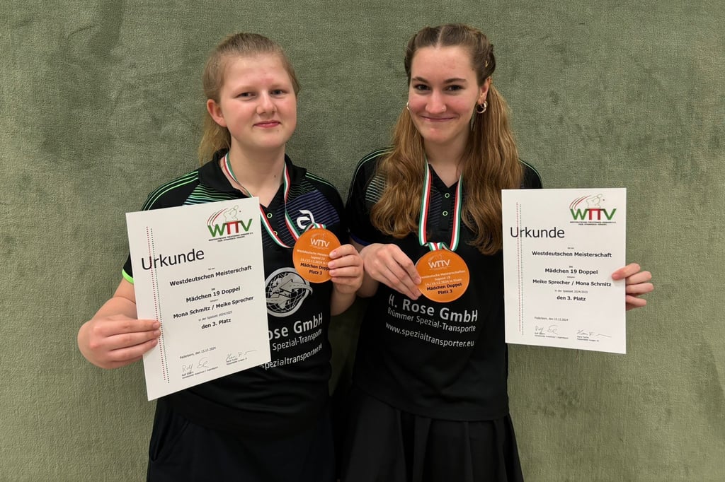 Tischtennis: Daseburgerinnen Schmitz und Sprecher trumpfen in NRW auf